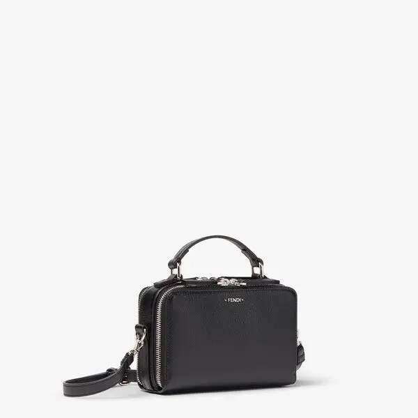 Fendi Phone Camera Case Black Full-grain Leather Bag